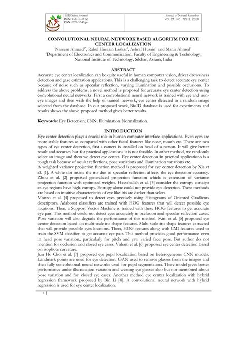 PDF CONVOLUTIONAL NEURAL NETWORK BASED ALGORITM FOR EYE CENTER LOCALIZATION