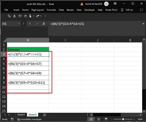 Simpsons Rule In Excel