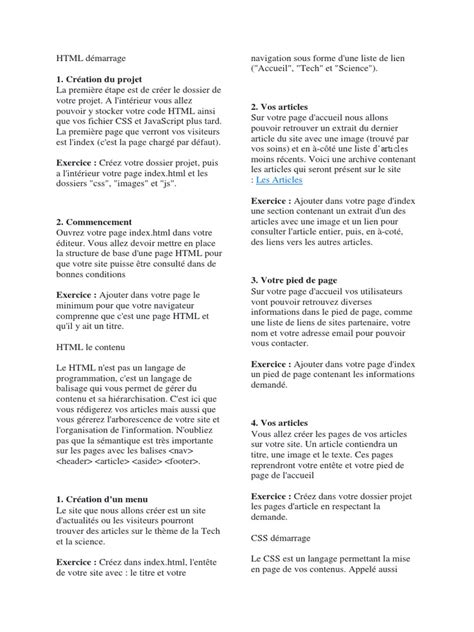 Tp Html Css Pdf Mise En Page Langage De Balisage
