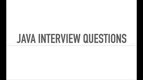 Java Interview Questions Youtube