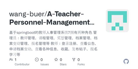 Github Wang Buer A Teacher Personnel Management System Based On Springboot Springboot