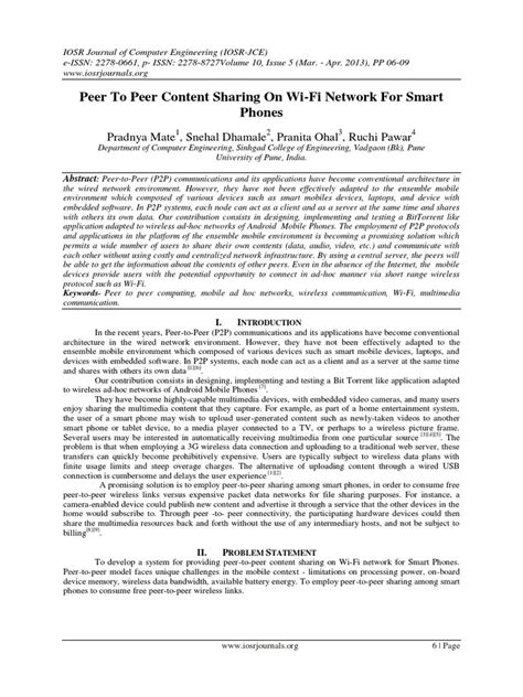 peer to peer content sharing on wi fi network for smart phones pdf