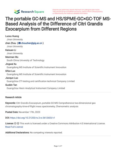 pdf the portable gc ms and hs spme gc×gc tof ms based analysis of the