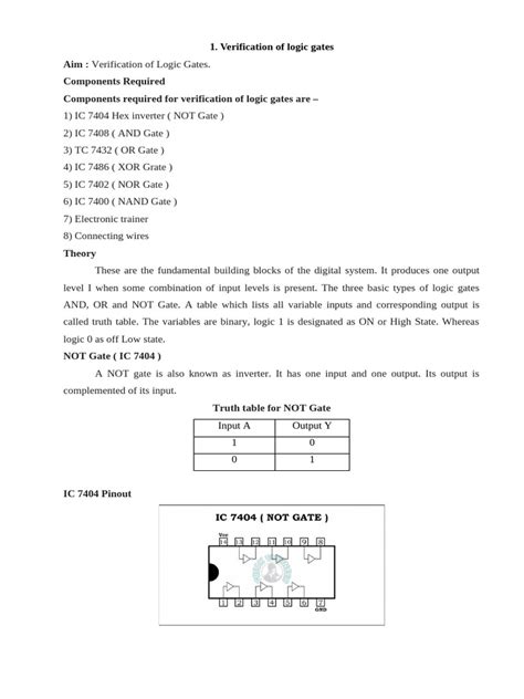 1 verify the truth tables of and or not nand nor xor gates pdf