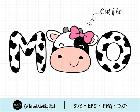 Moo Cow Girl Svg Face Cow Svg Cow Print Svg Cow Birthday Svg Birthday