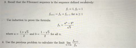 Solved Recall That The Fibonacci Sequence Is The Sequence