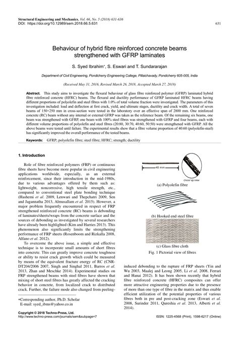 Pdf Behaviour Of Hybrid Fibre Reinforced Concrete Beams Strengthened With Gfrp Laminates