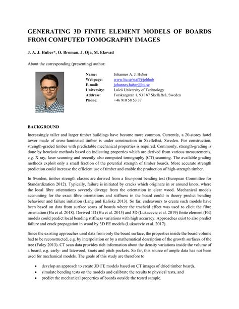 Pdf Generating 3d Finite Element Models Of Boards From Computed