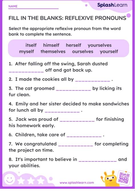 Reflexive Pronoun Worksheet Reflexive Pronouns Speech Therapy Practice