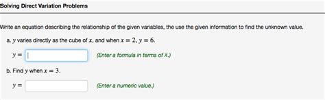 Solved Solving Direct Variation Problems Write An Equation