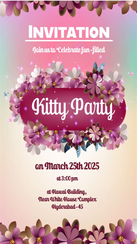 kitty party card online free edit and download