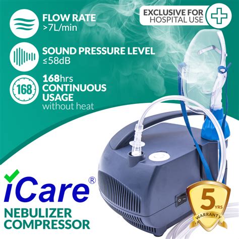 Icare®n68 Nebulizer Compressor With Nebulizer Kit With Adult Aerosol Mask Match With Nm06 0001