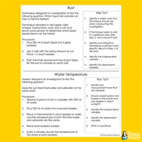 Scientific Method Task Cards Science Experiments Variables Investigations