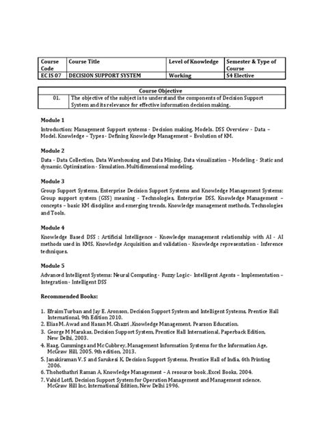 Sem Iv Syllabus Pdf Pdf Decision Support System Databases