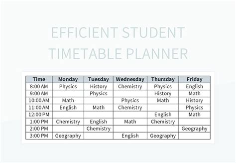 Free Babe Timetable Templates For Google Sheets And Microsoft Excel Slidesdocs