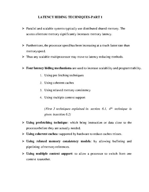 Latency Hiding Techniques Part 1 Latency Hiding Techniques Part 1