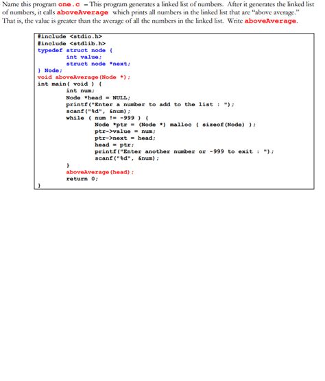 Solved C This Program Genera Tes A Linked List Of Chegg Com