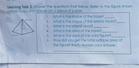 Solved Learning Task 2 Answer The Questions That Follow Refer To The