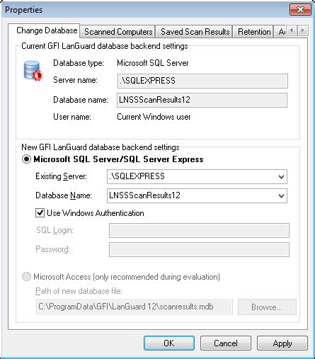 Configuring Database Maintenance Options
