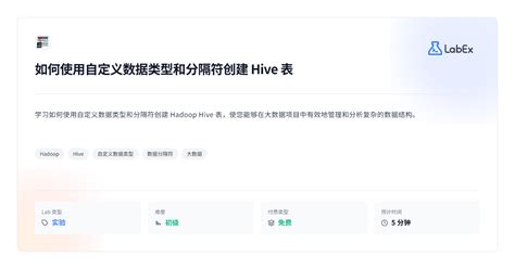 如何使用自定义数据类型和分隔符创建 hive 表 labex