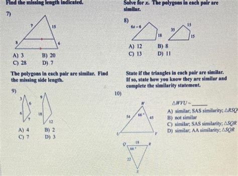 Get Answer Find The Missing Length Indicated Solve For X The Polygons In Transtutors