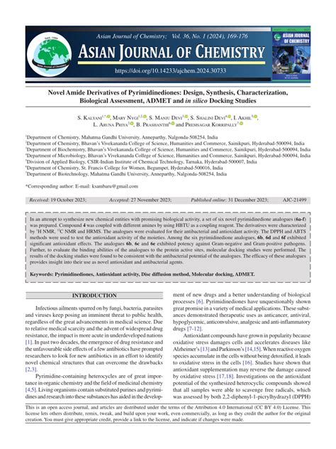 Pdf Novel Amide Derivatives Of Pyrimidinediones Design Synthesis