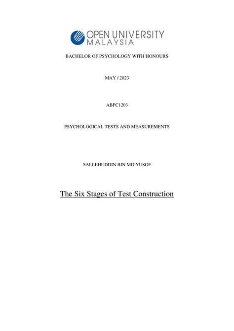 pdf the six stages of test construction