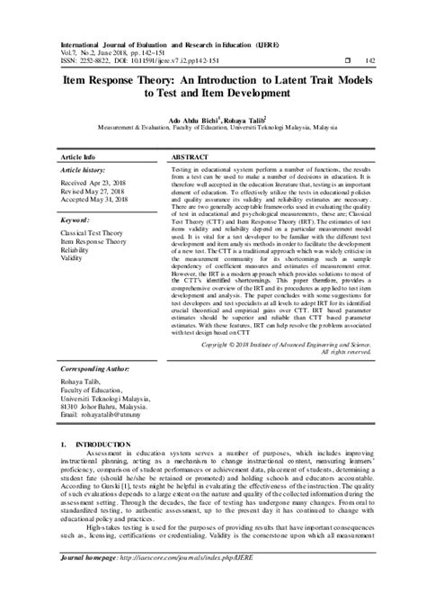 pdf item response theory an introduction to latent trait models to