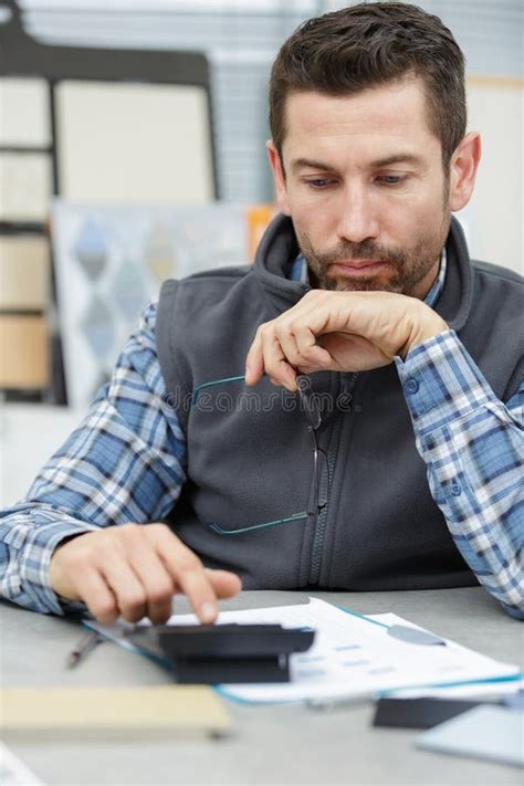 Engineer Using Calculator In Office Stock Image Image Of Drawing Designer 326322131