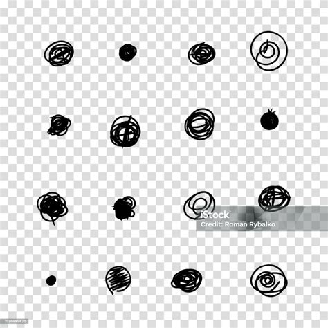 그런지 스타일로 손으로 그린 낙서 서클 세트 불렛 저널에 대한 벡터 그림입니다 투명한 배경입니다 낙서 낙서 원 포인트 컬렉션