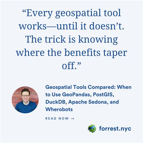 Geospatial Tools Compared When To Use Geopandas Postgis Duckdb Apache Sedona And Wherobots