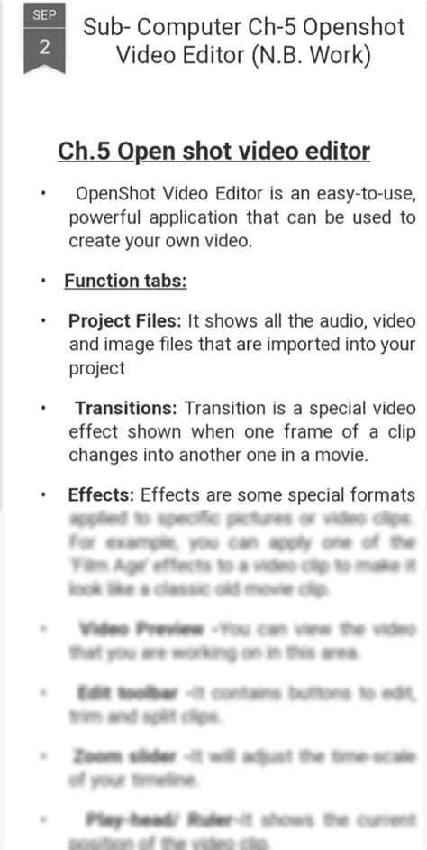 Solution Computer Science Class8 Chapter Openshot Video Editor Notes