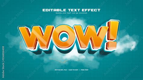 Realistic Wow D Bold Text Effect Stock Vector Adobe Stock