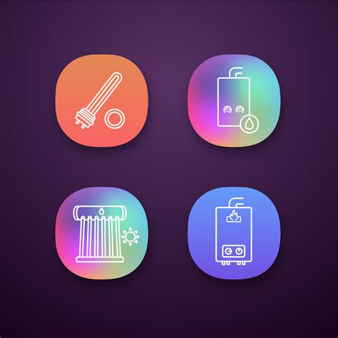 Ensemble Dicônes Dapplication De Chauffage Interface Utilisateur Ui