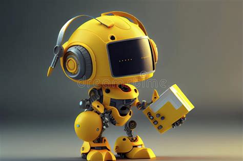 engineer robot with 3d rendering cute and small artificial intelligence