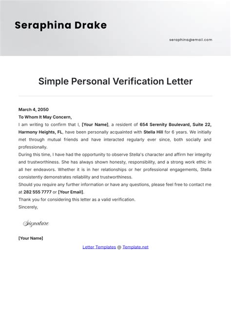 Free Verification Letter Templates Editable And Printable