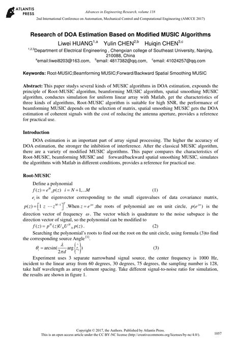 PDF Research Of DOA Estimation Based On Modified MUSIC Algorithms