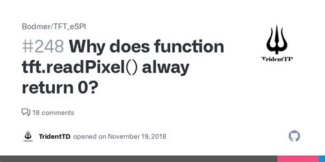Why Does Function Tft ReadPixel Alway Return Issue Bodmer TFT ESPI GitHub