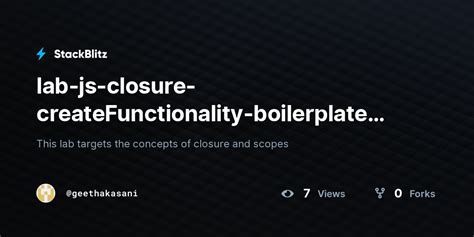 lab js closure createfunctionality boilerplate forked stackblitz