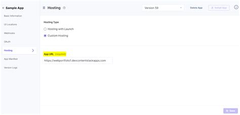App Configuration Location Contentstack