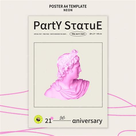 네온 파티 세로 포스터 템플릿 무료 Psd 파일
