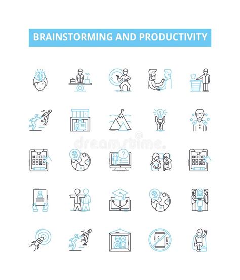 Brainstorming And Productivity Vector Line Icons Set Brainstorming Productivity Planning