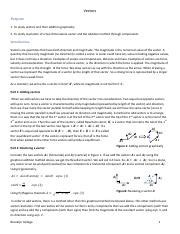 Phys Lab Exp Vectors V Pdf Vectors Purpose To Study Vectors And Their Addition