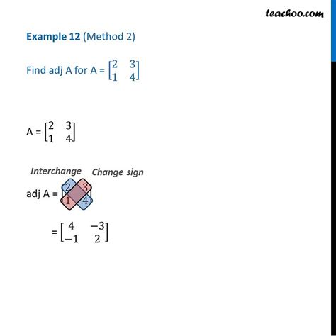 Example 12 Find Adj A For A [2 3 1 4] Chapter 4 Ncert