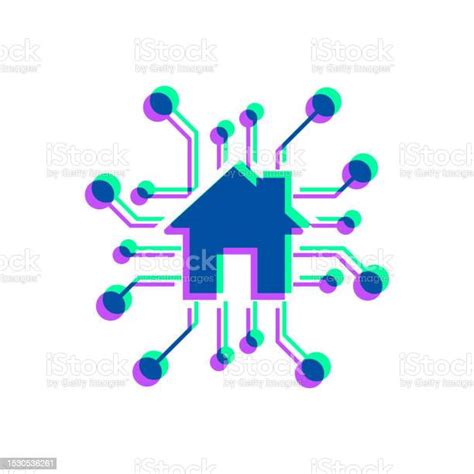 스마트 홈 흰색 배경에 두 가지 색상이 오버레이된 아이콘 3차원 형태에 대한 스톡 벡터 아트 및 기타 이미지 3차원 형태 Cpu 가정용 장비 Istock