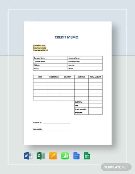 FREE Sample Credit Memo Templates In PDF MS Word