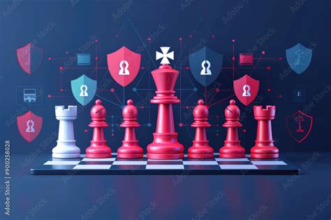Strategic Defense A Modern Chessboard Featuring Red And White Pieces