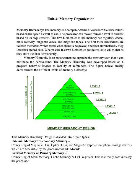 unit 4 memory organization unit 4 memory organization memory
