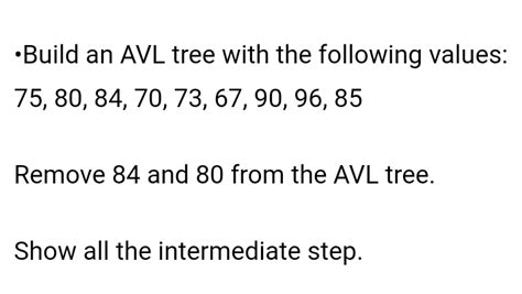 solved build an avl tree with the following