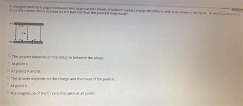 solved a charged particle is placed between two large
